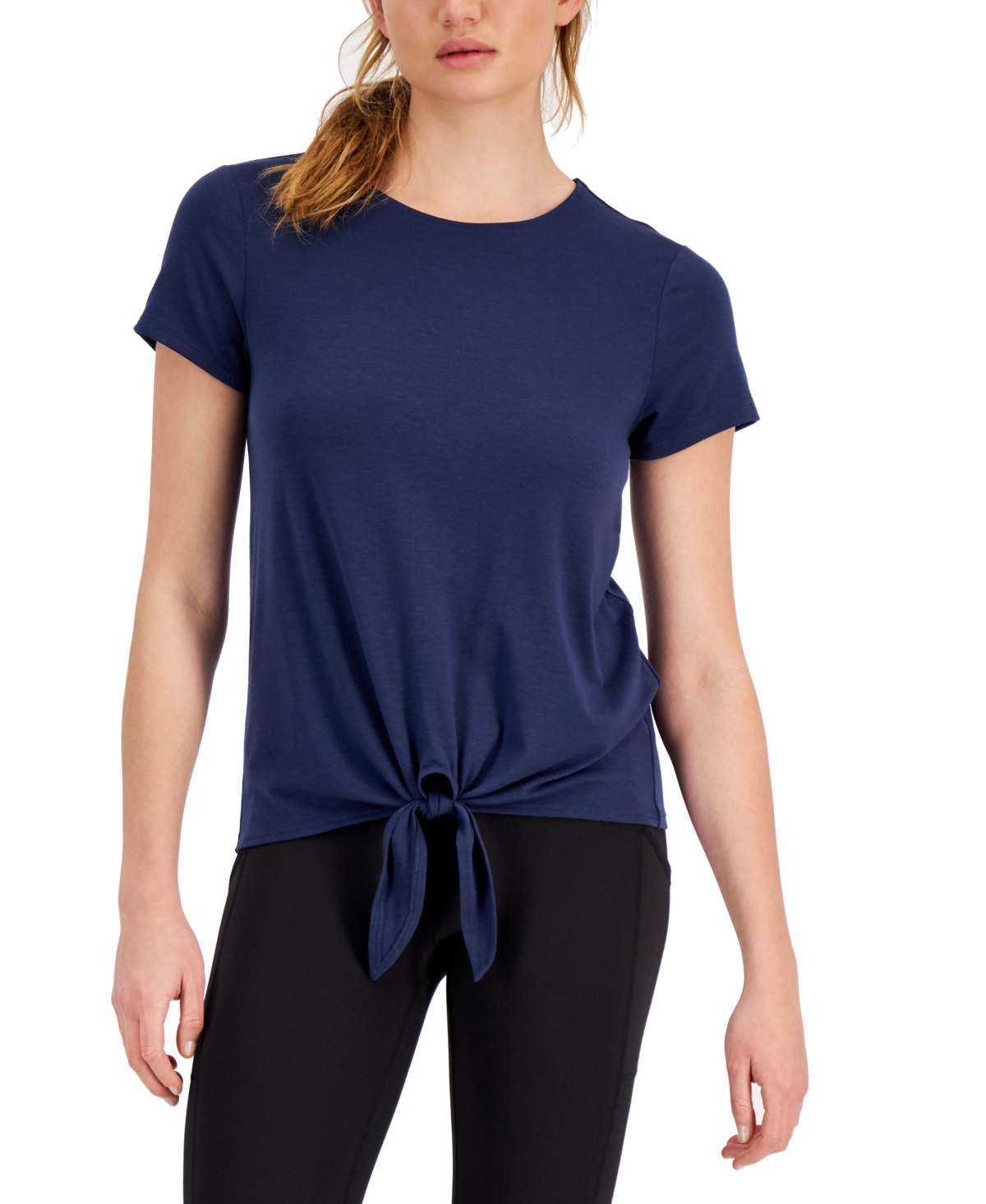 ID Ideology Women's Knot Front T Shirt Blue Size Large for sale online ...